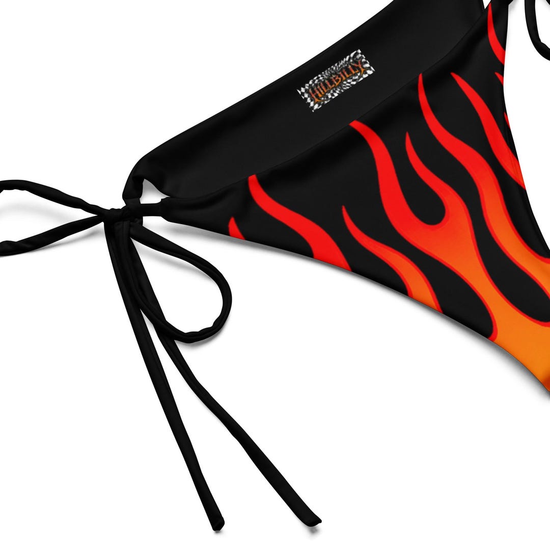 HILLBILLY Black and Flame String Tie Bikini Bottom - Etsy