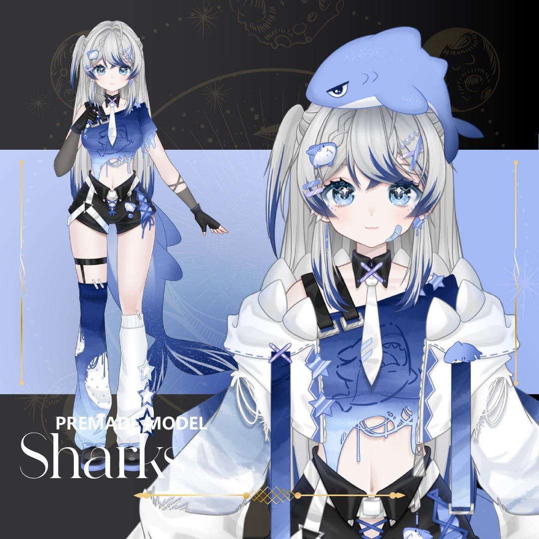 Sharks/premade Vtuber Model/fully Rigged 20+exp - Etsy