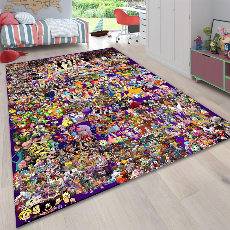 Cartoon Characters, 3D Carpet, Cheerful, Children's Room Rug, Non-slip ...