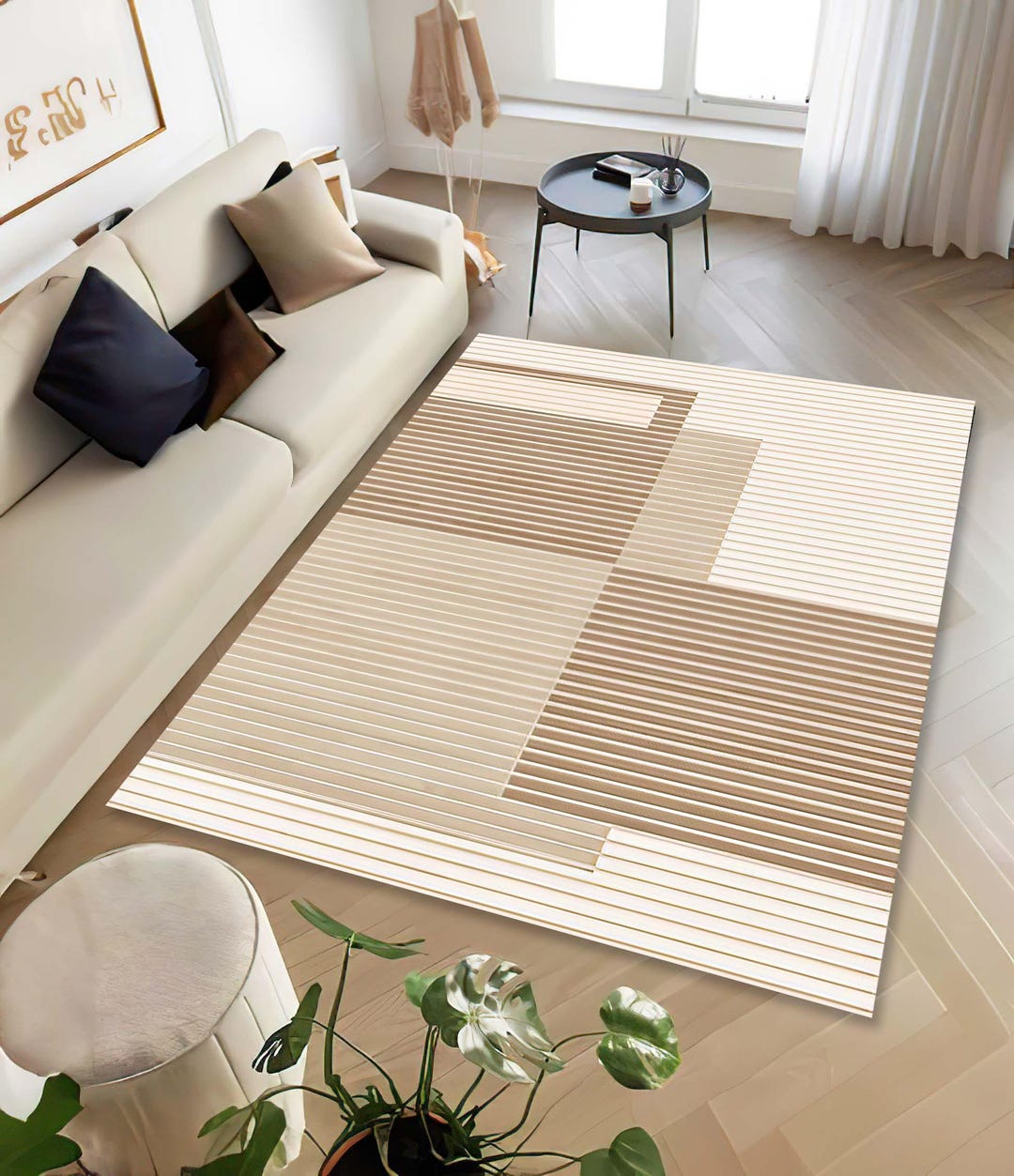 Minimalist Geometric Area Rug: Double-faced Modern Accent Rug - Etsy