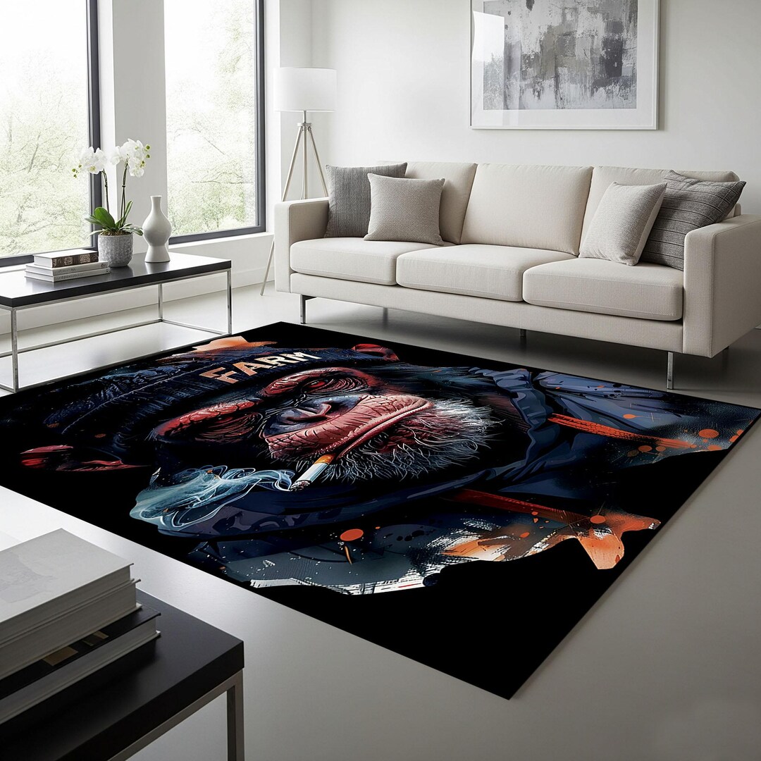 Smoking Gorilla Rugs,black Gorilla Rugsabstract Gorilla Rugs,smoking ...
