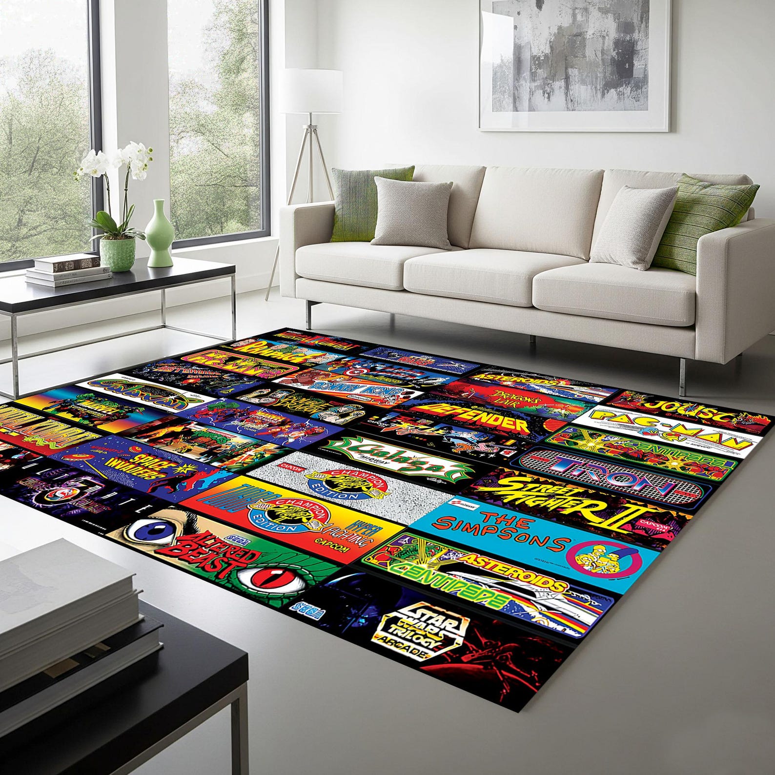 Retro Arcade Game Rug,retro Game Rug,arcade Nostalgia, Colorful Gaming ...