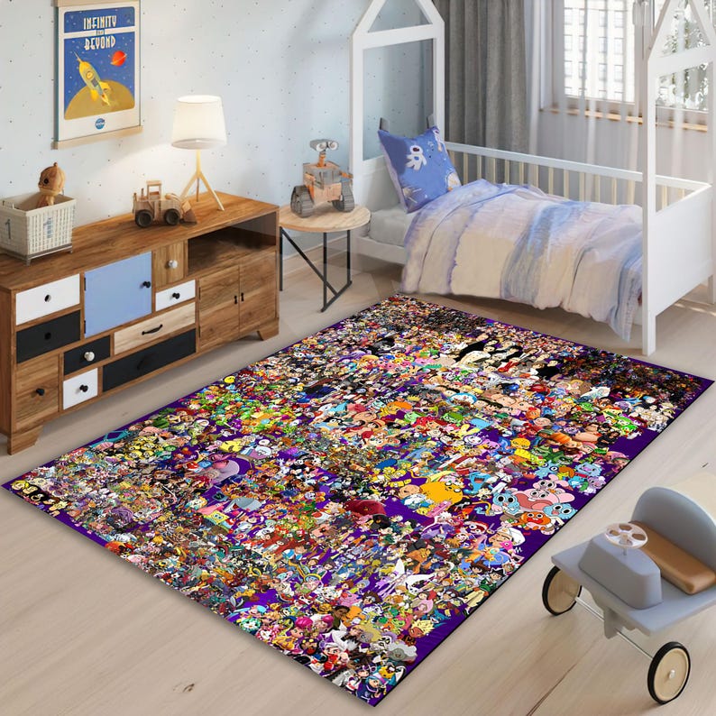 Cartoon Characters, 3D Carpet, Cheerful, Children's Room Rug, Non-slip ...