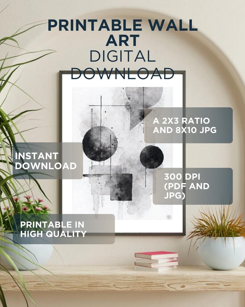 Printable Black and White Geometric Wall Art - Etsy