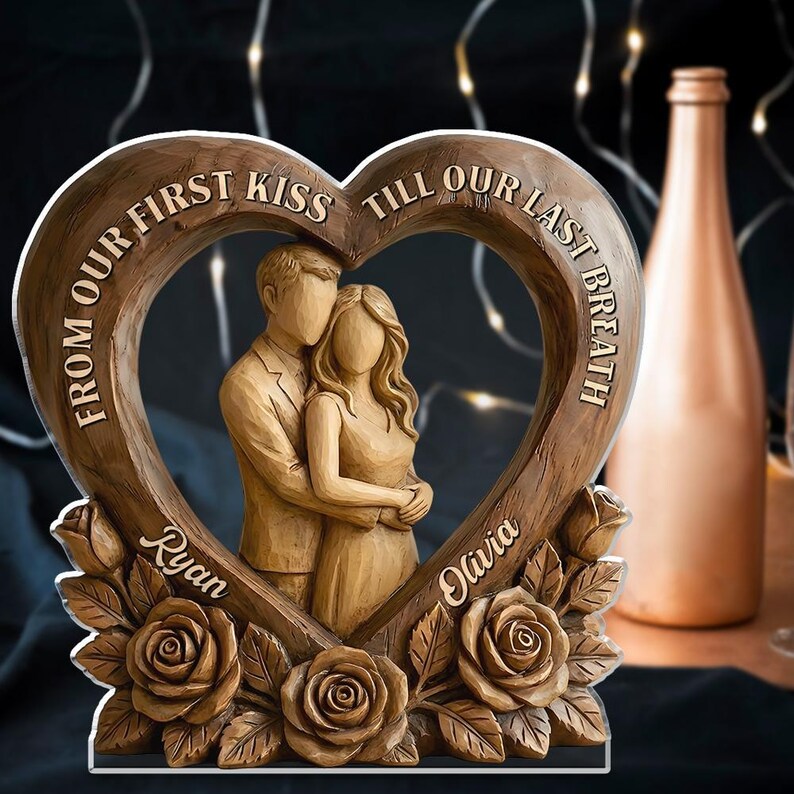 Personalized Couple Valentine's Day Desk Name Plate, Rustic Anniversary ...