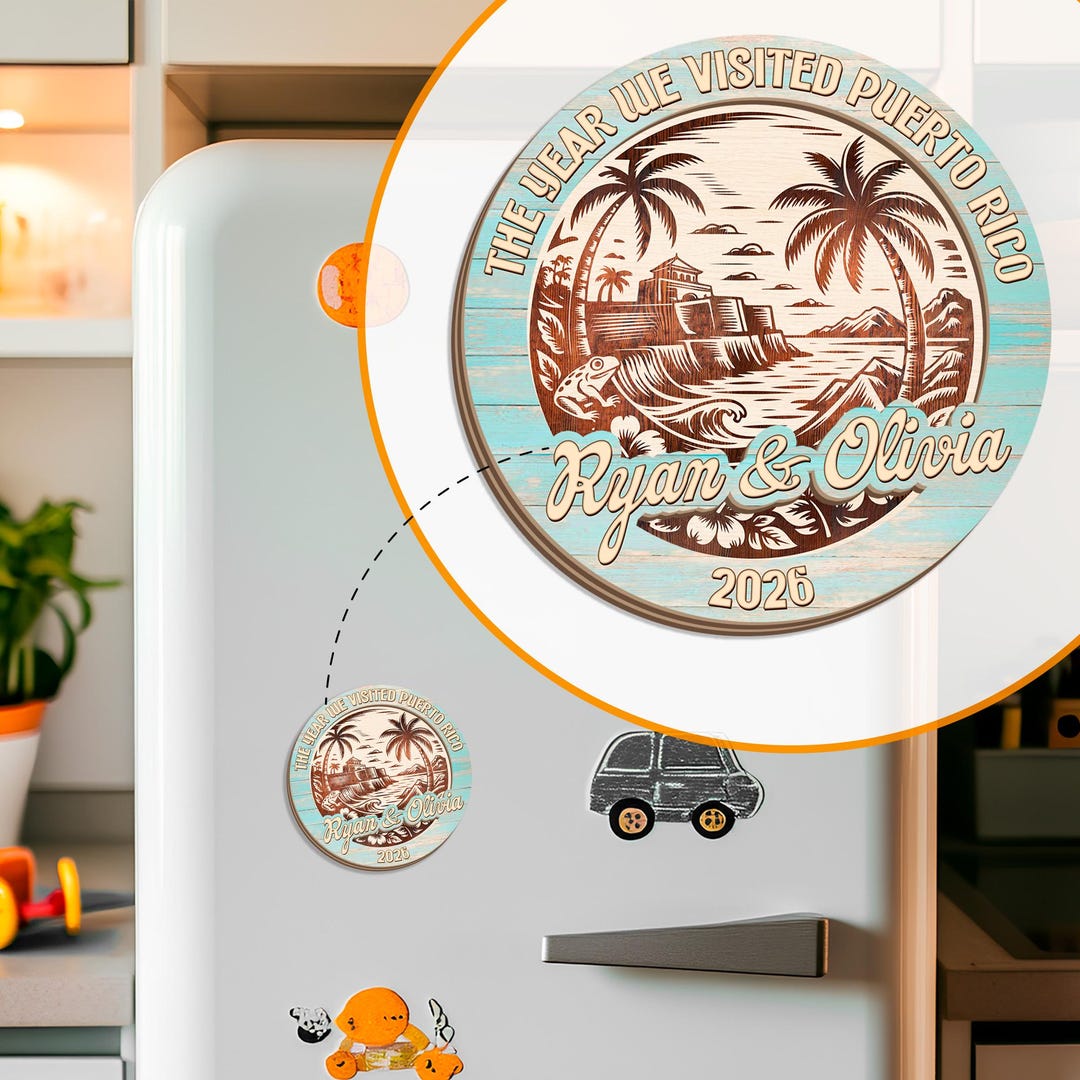 Custom Puerto Rico Fridge Magnet, Family Vacation Trip Souvenir, Travel ...