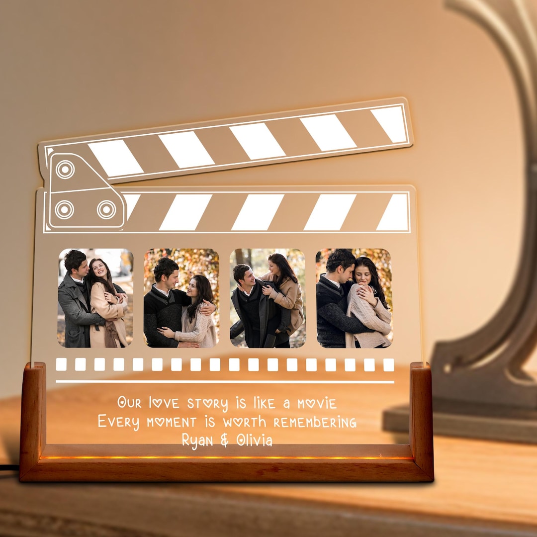Personalized Movie Clapper Photo Night Light: Photo & Names, Gift for ...
