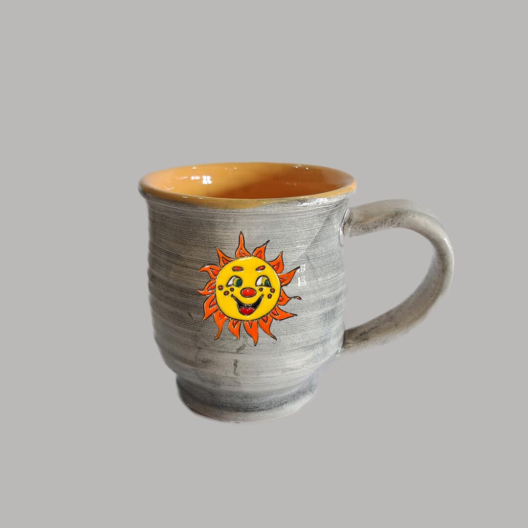 Handmade Ceramic Sun Cup, Illustrated Coffee Mug (200ml) - Etsy