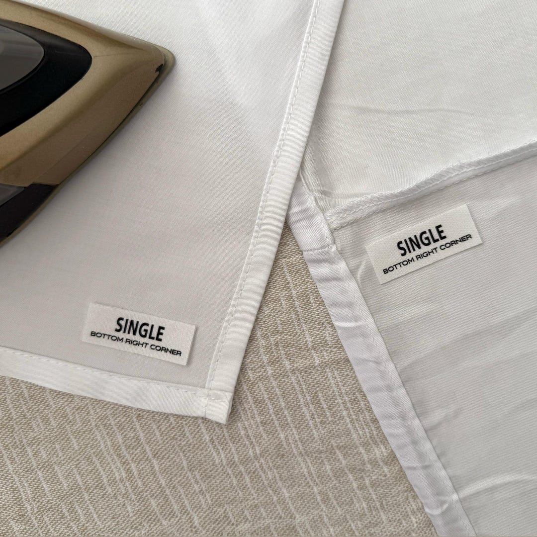 SINGLE Size + Position Bed Sheet Labels (set of 4). Organic Cotton Iron ...