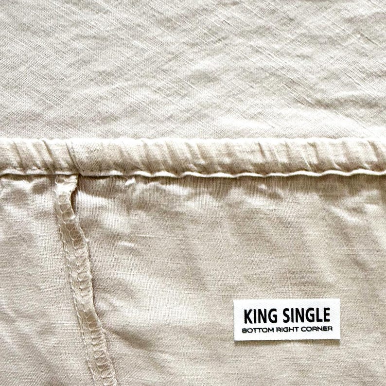 KING SINGLE Size + Position Bed Sheet Labels (set of 4). Cotton Iron-on ...