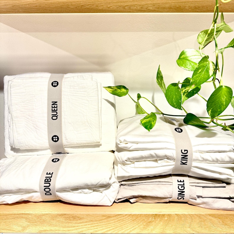 8x Bed Sheet Organiser Bands, CHOOSE Your SIZE Labels. Linen Organisers ...