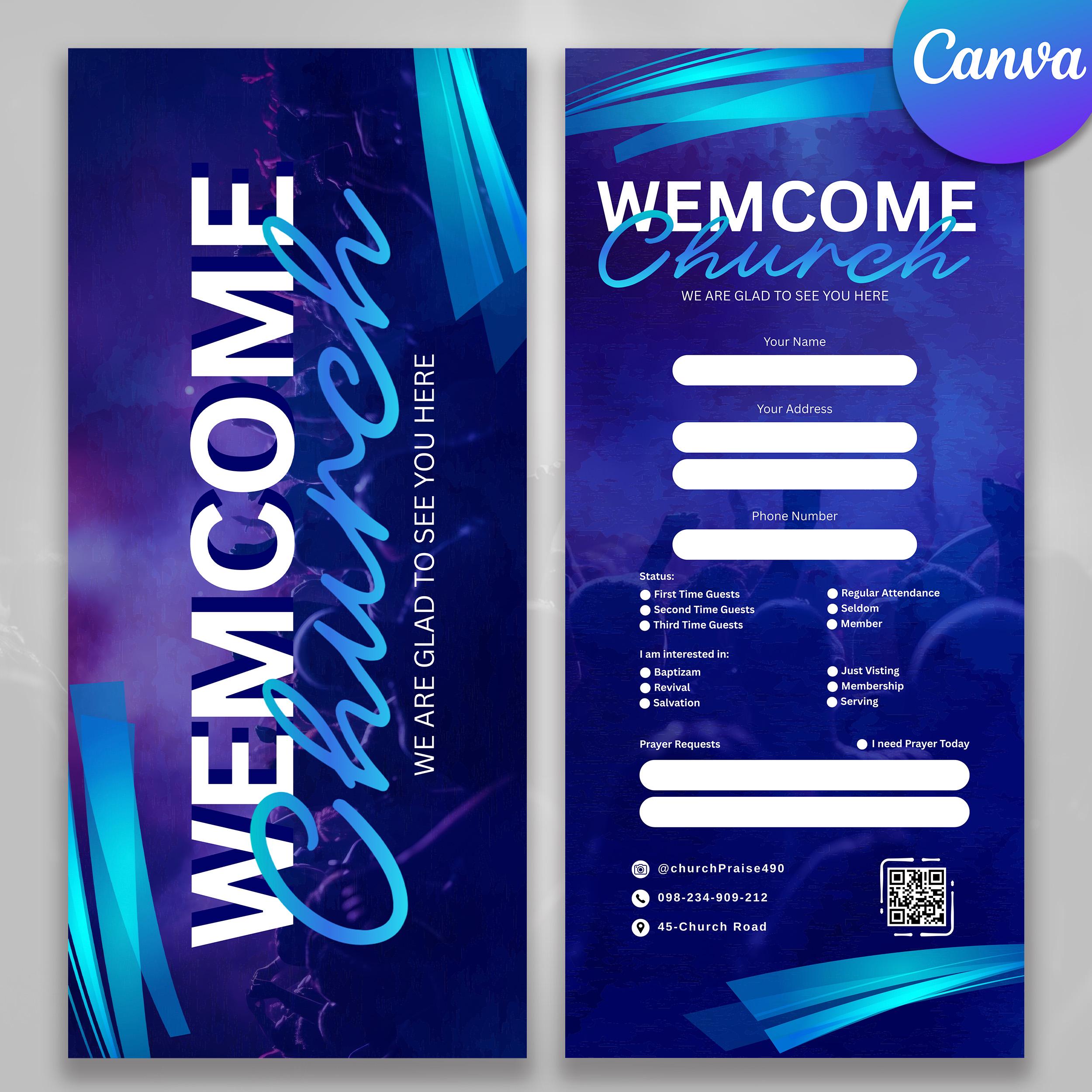 Church Connection Card | DIY Church Invite Card Template | Canva ...