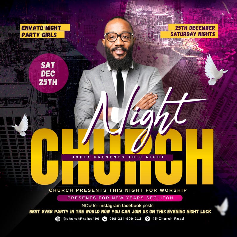 Church Night Flyer | Canva Flyer | Church Poster | Church Conference ...