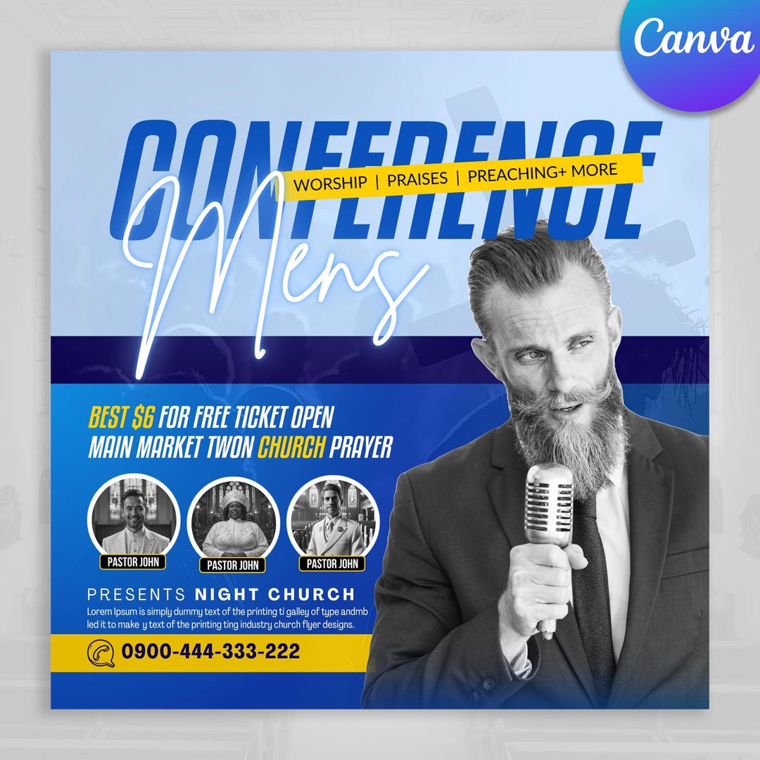 Man of God, Church Conference Flyer, Canva Church Flyer, Sunday Flyer ...