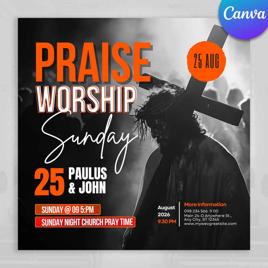 Praise Worship Church Flyer, Church Multiuse Flyer, Church Revival ...
