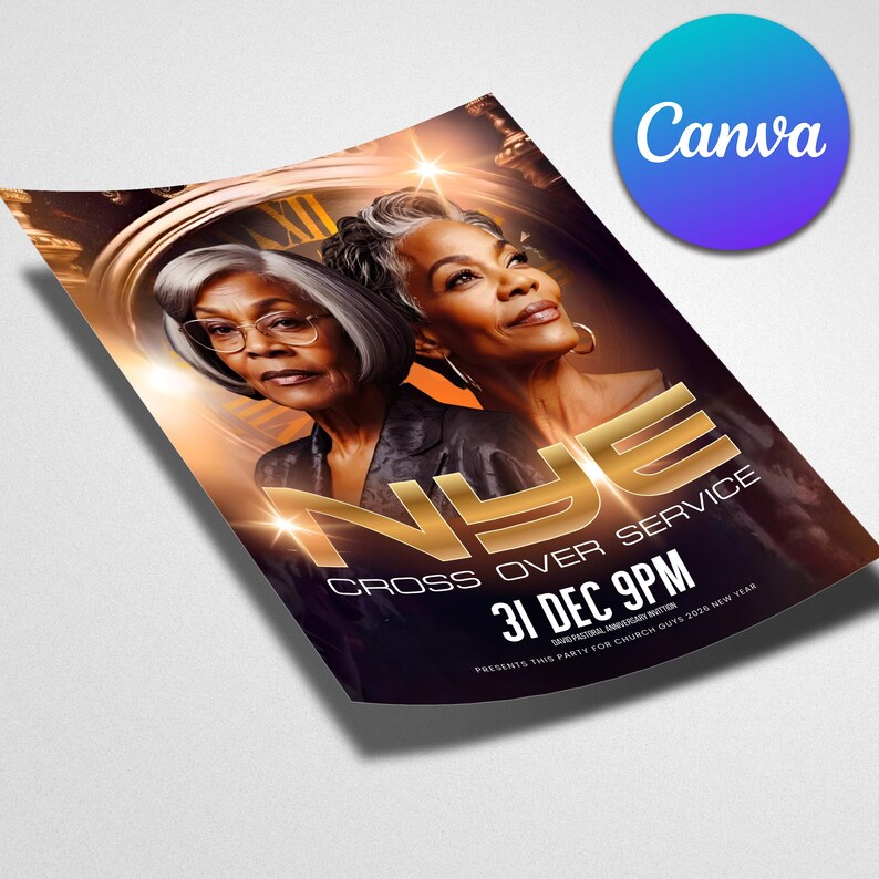 New Year Eve Service, NYE Service Flyers, Watch Night, Church Event ...