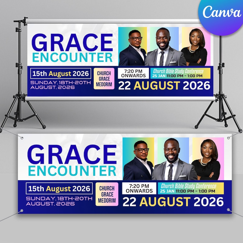 Grace Encounter Church Banner, Church Event Banner, Vinyl Horizontal ...