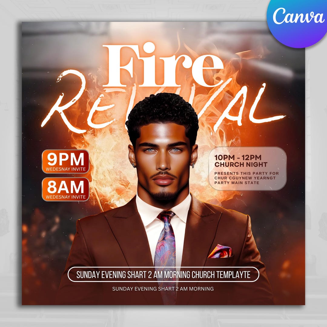 Fire Revival Church Flyer, Fire and Oil Church Flyer, Canva Church ...