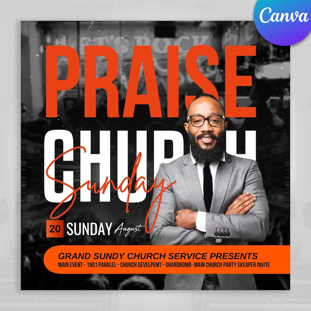 Church Praise | Man of God Flyer | Church Canva Flyers | Church ...
