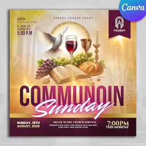 Communion Flyer, Holy Supper, Canva Church Flyer, Worship Flyer, Sunday ...