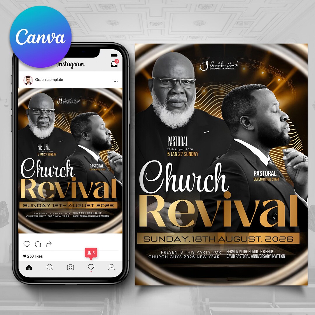 Church Revival Poster, Pastoral Anniversary, Pastor Installation, Back ...