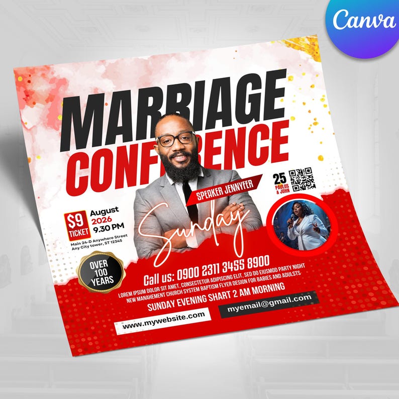 Marriage Conference Flyers, Editable Canva Design, Christian Couple ...