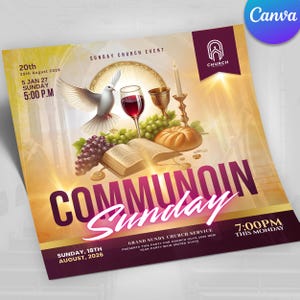 Communion Flyer, Holy Supper, Canva Church Flyer, Worship Flyer, Sunday ...