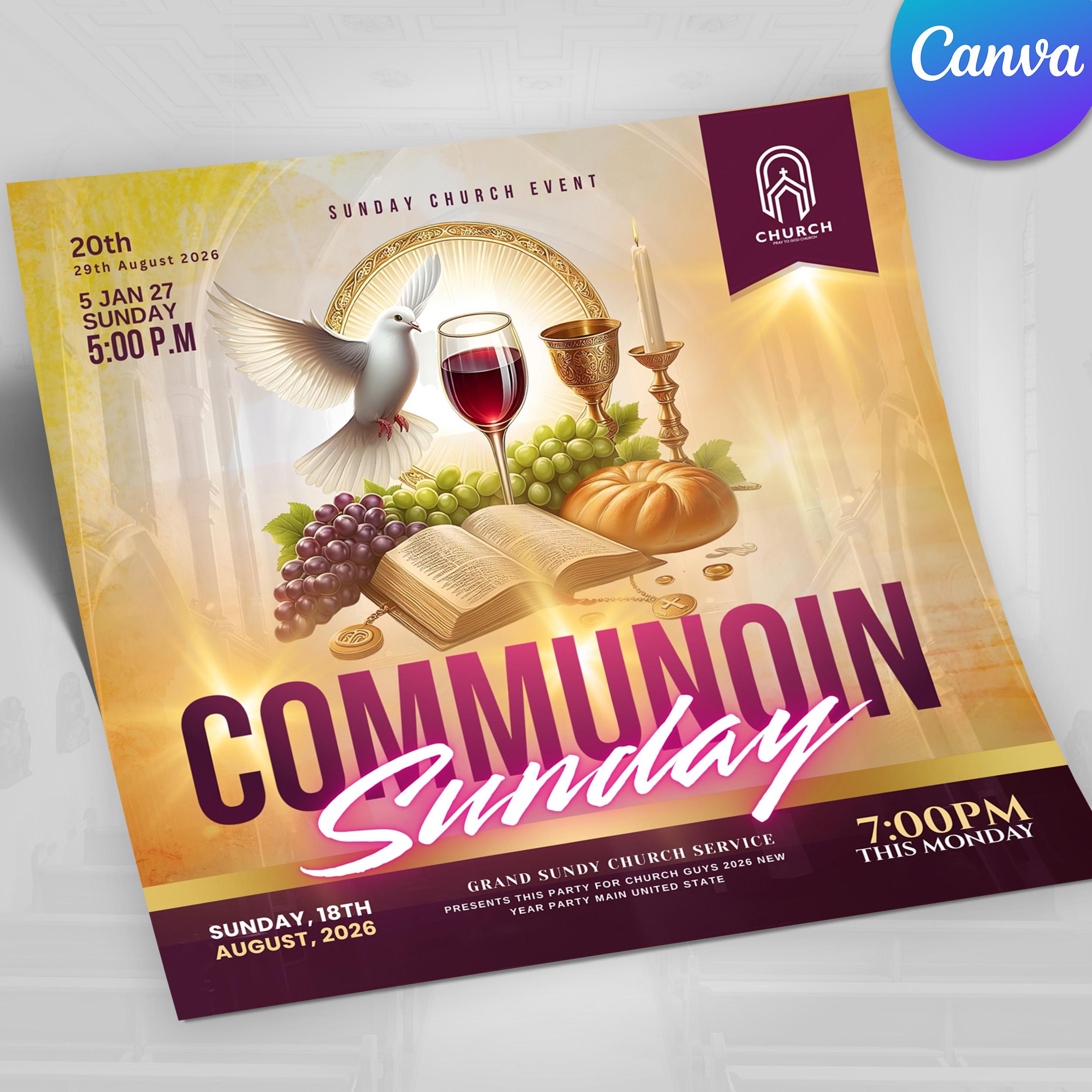 Communion Flyer, Holy Supper, Canva Church Flyer, Worship Flyer, Sunday ...