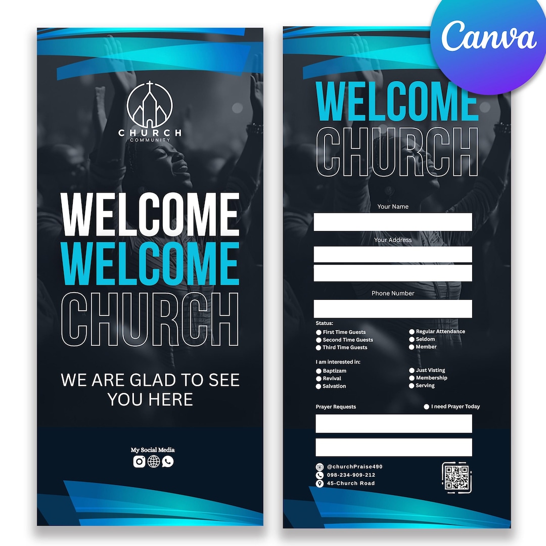 Church Connection Cards, DIY Church Invite Cards, Church Welcome Cards ...