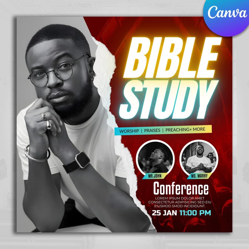 Bible Study Church Flyer, Worship Flyers, Sunday Service, Church Flyer ...