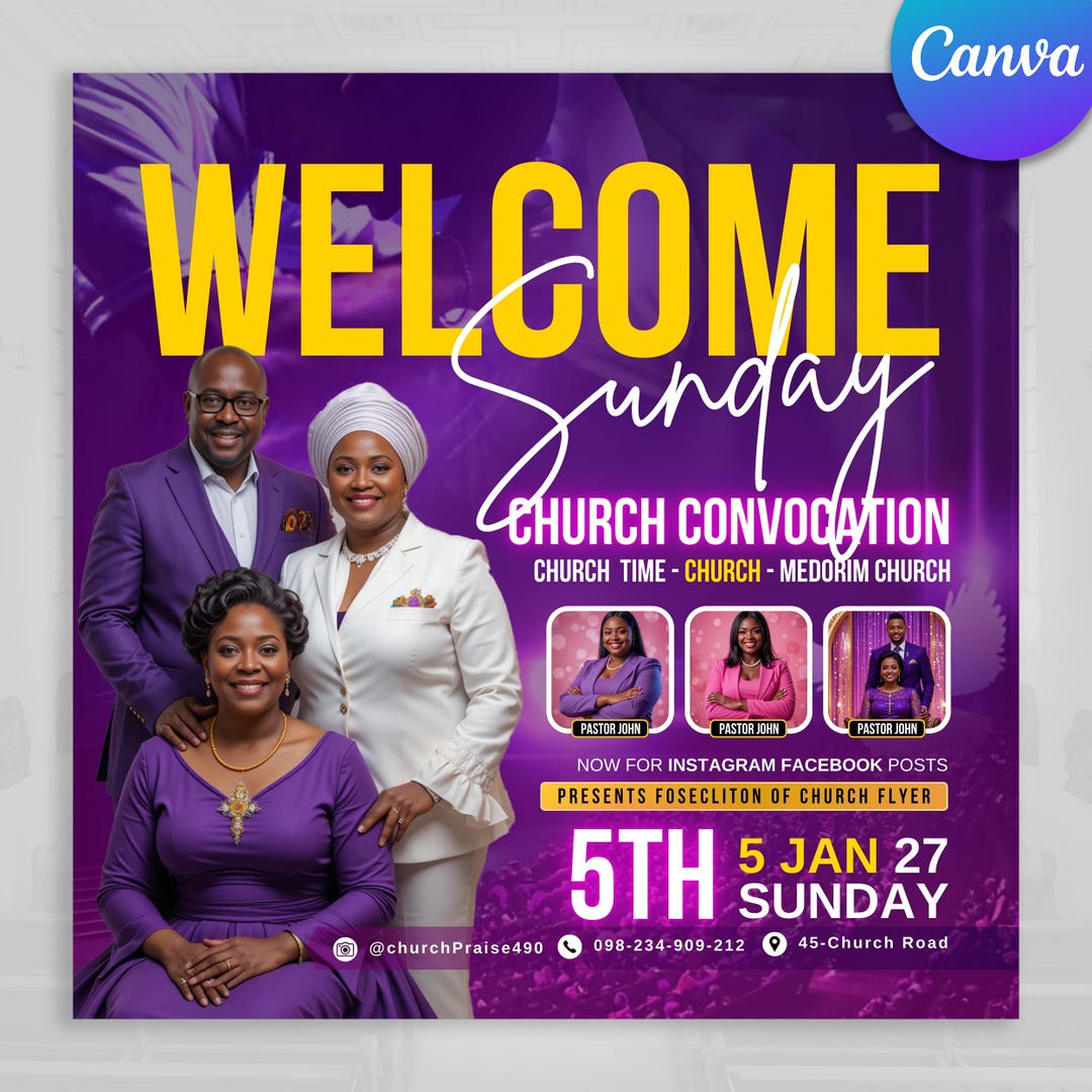 Welcome Sunday Church Flyer, Church Convocation, Church Concert, Church ...