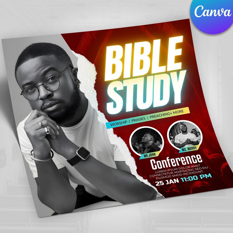 Bible Study Church Flyer, Worship Flyers, Sunday Service, Church Flyer ...