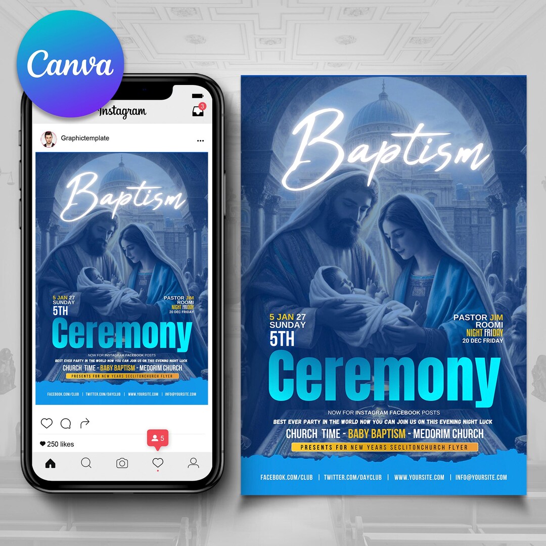 Baptism Event, Baby Dedication Flyer, Holy Baptism, Baby Blessing ...