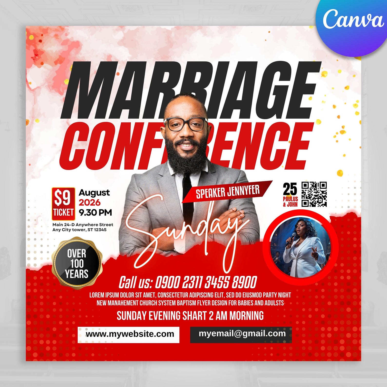 Marriage Conference Flyers, Editable Canva Design, Christian Couple ...