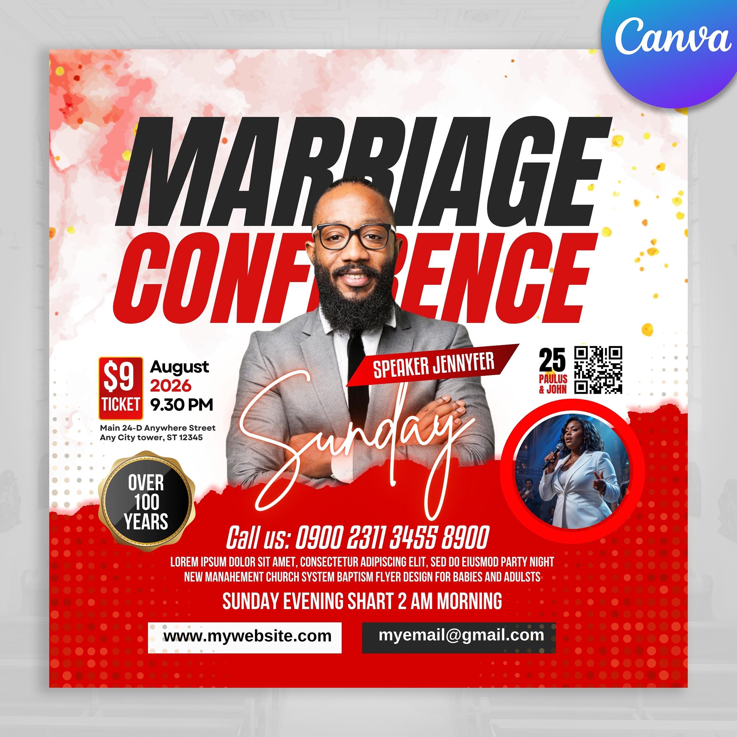 Marriage Conference Flyers, Editable Canva Design, Christian Couple ...