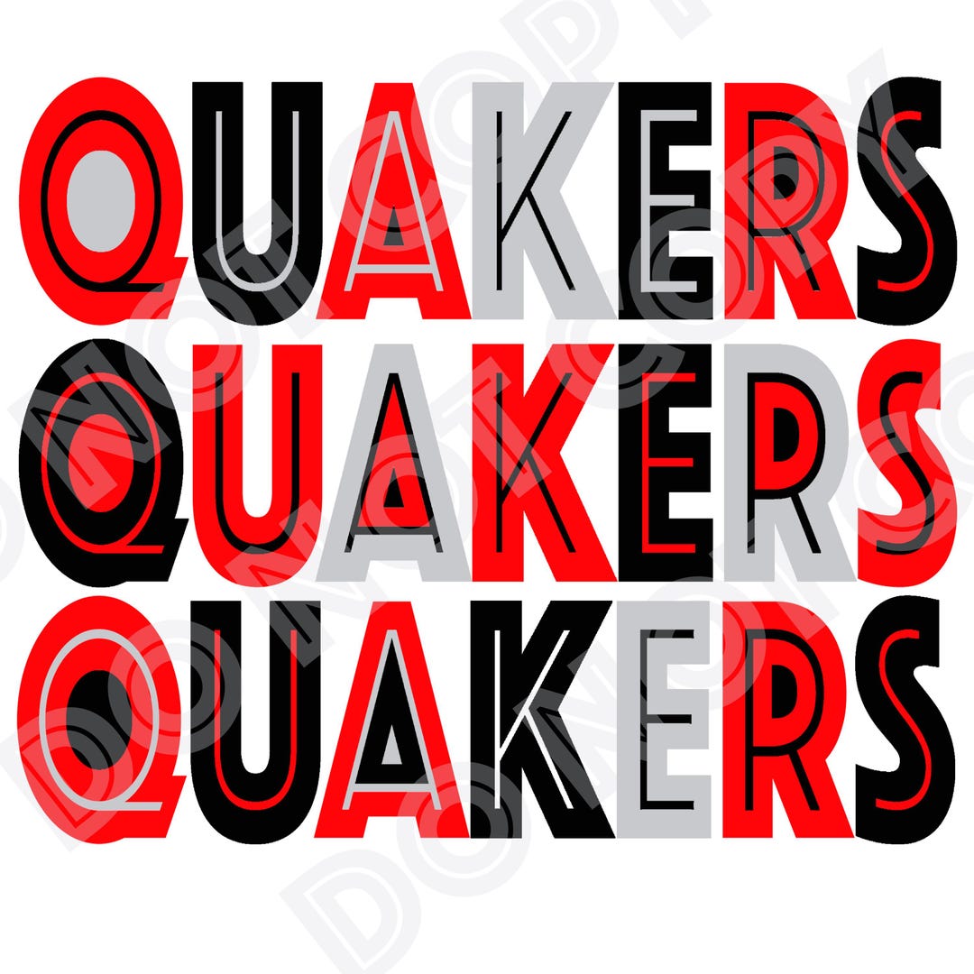 Quakers Red Black Spirit Go Team Custom Rhinestone Clipart Font ...