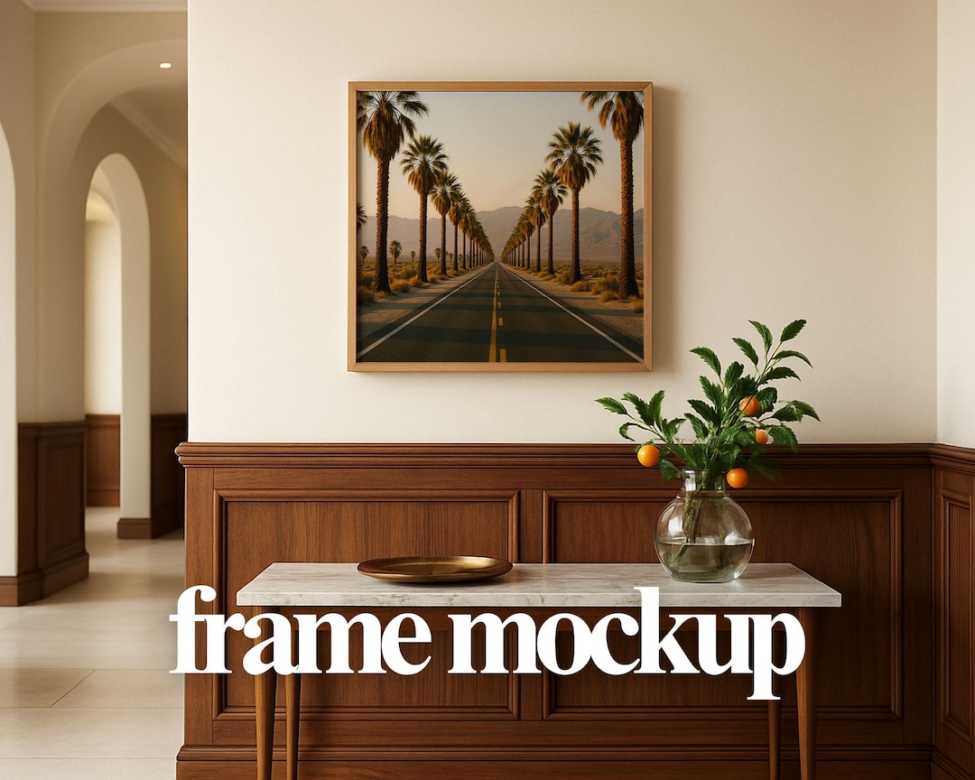 Vintage Hallway Square Frame Mockup | Wood Panel Interior (PSD) - Etsy