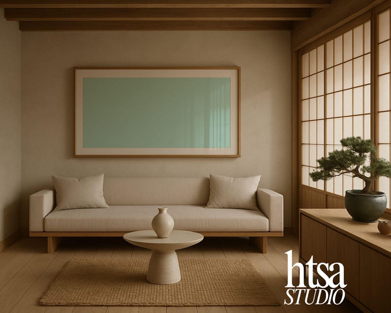 Japanese Zen Panoramic Art Mockup – PSD Framed Print Template (digital ...
