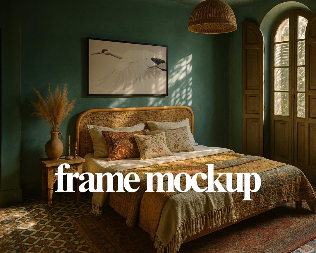 Boho Bedroom Wall Art Frame Mockup – Earthy Decor (PSD) - Etsy