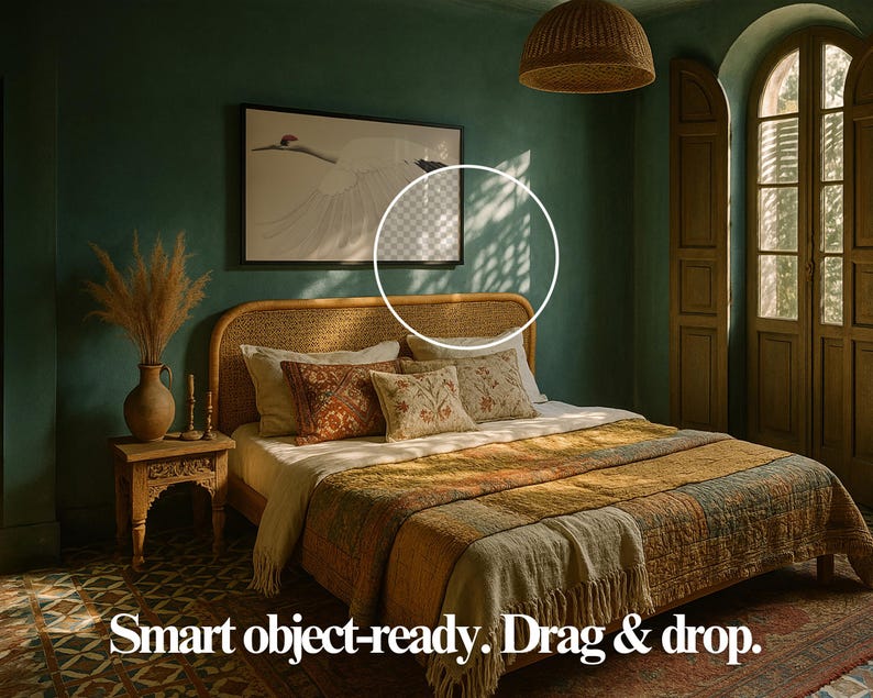 Boho Bedroom Wall Art Frame Mockup – Earthy Decor (PSD) - Etsy