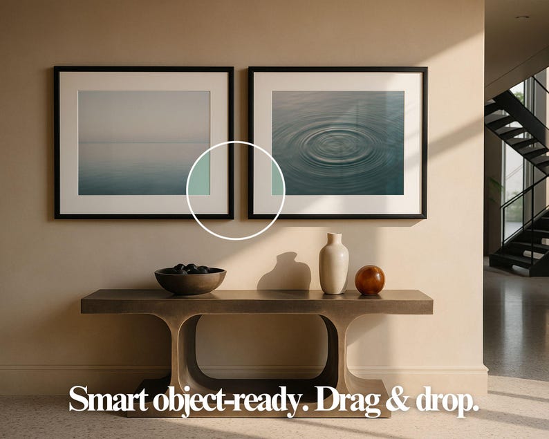 Modern Entryway Art Mockup – Two Horizontal Frames, PSD Template - Etsy UK