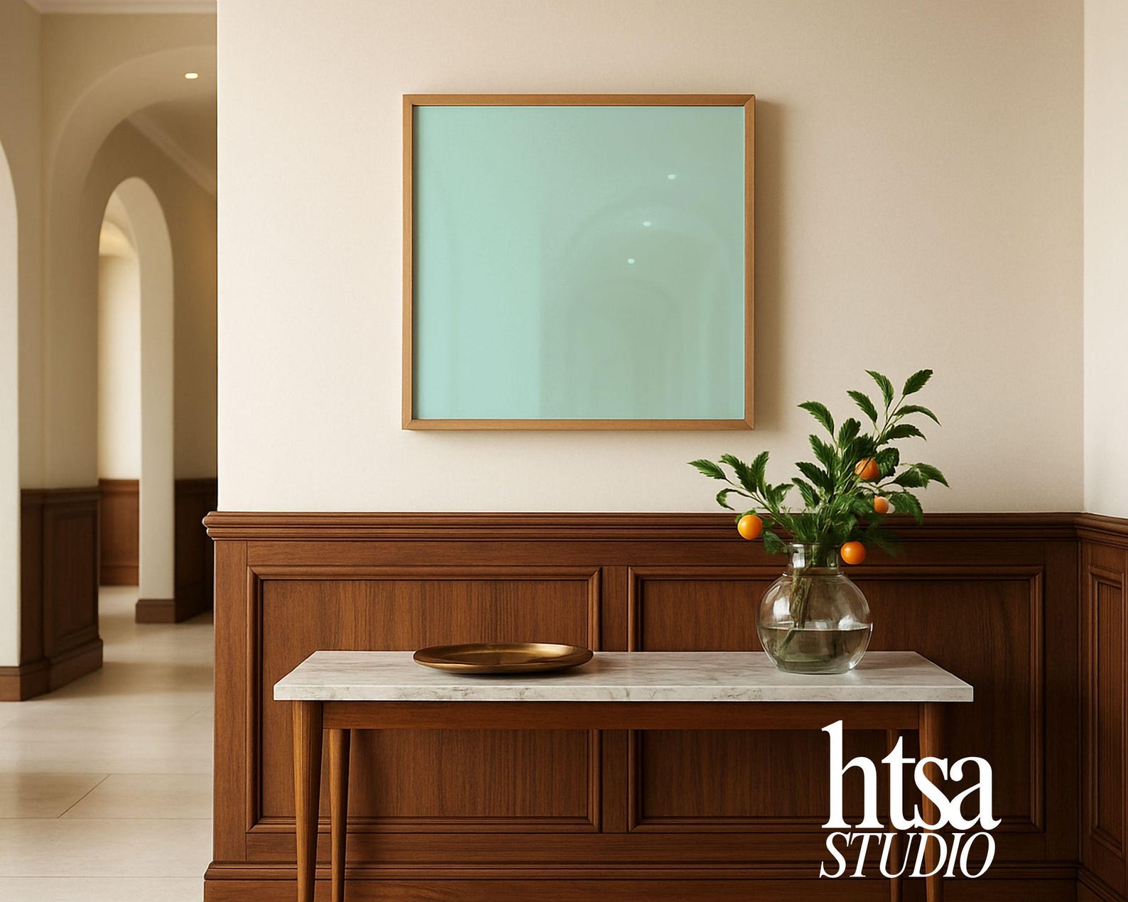 Vintage Hallway Square Frame Mockup | Wood Panel Interior (PSD) - Etsy