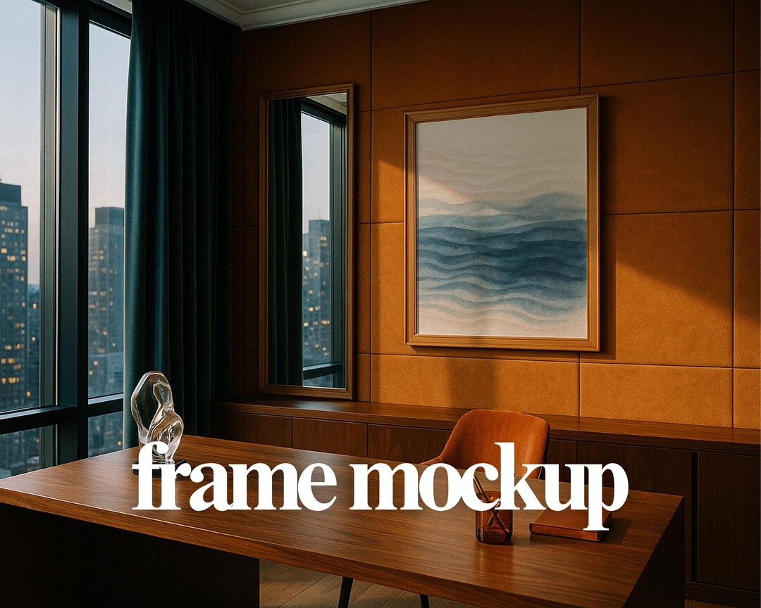 Luxury Office Framed Print Mockup – City View, Realistic Reflections ...