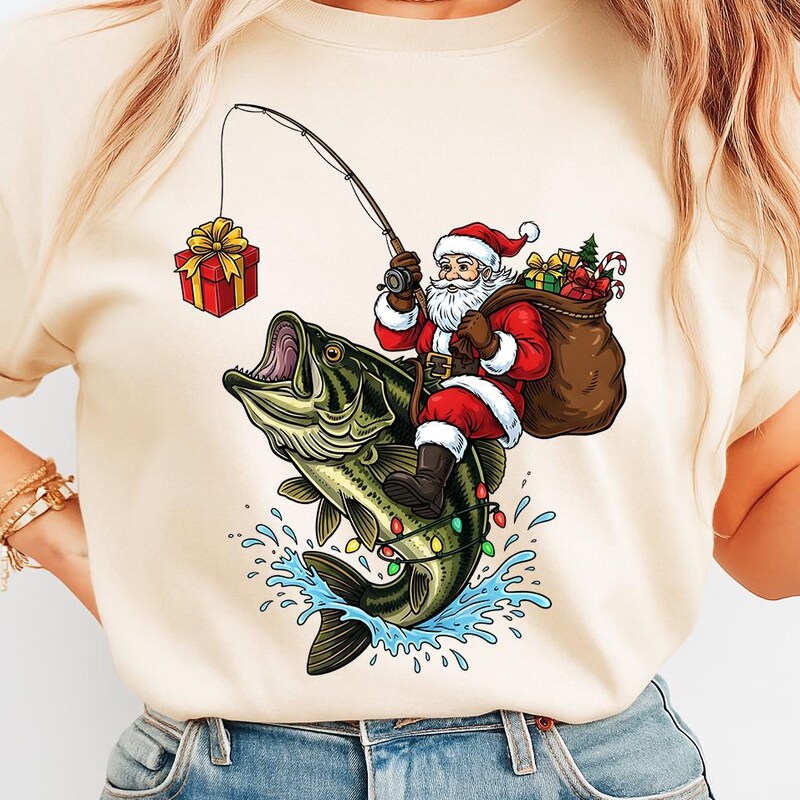Santa Claus Fishing Png - Etsy