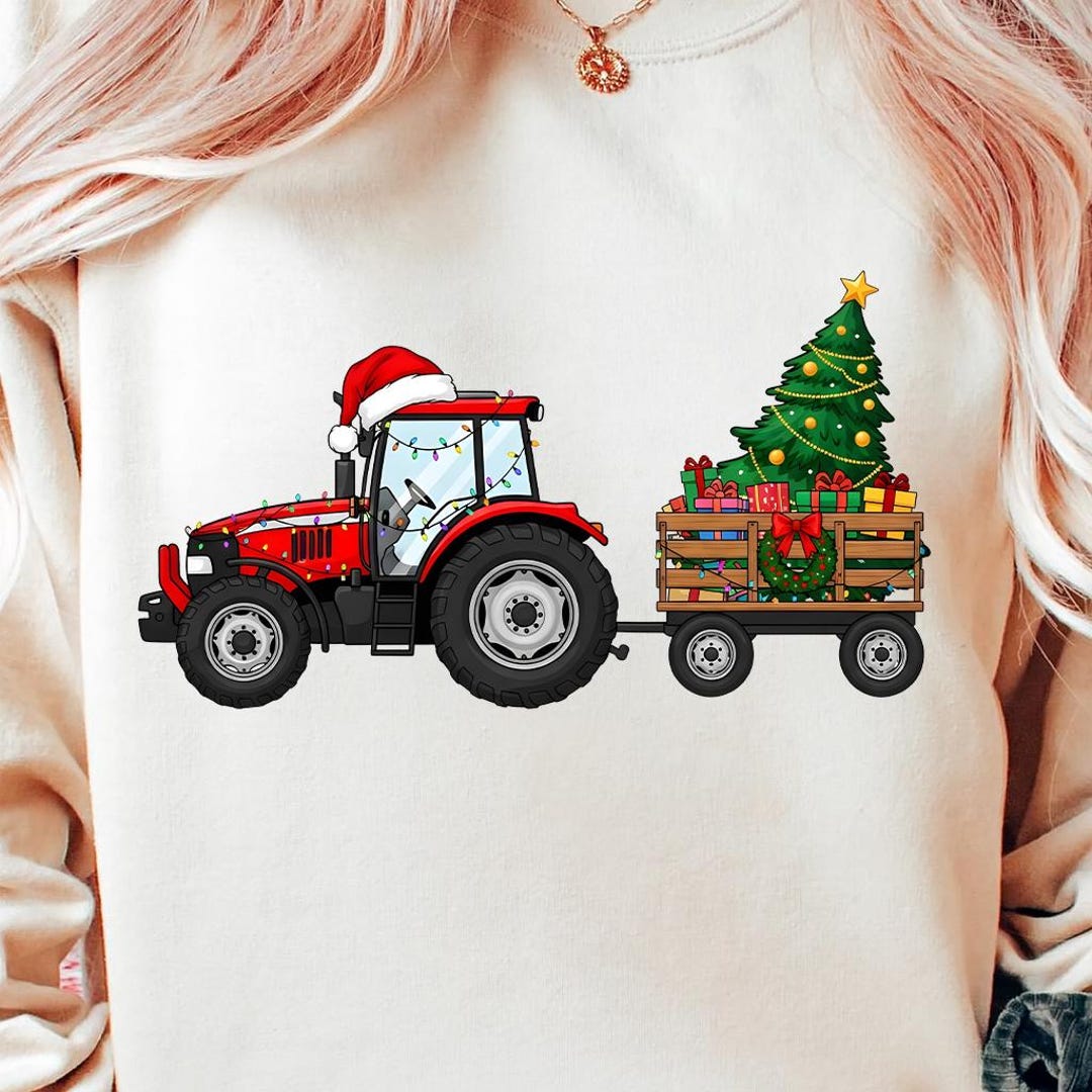 Kids Christmas Tractor Png, Christmas Tractor Png, Santa Tractor Png ...