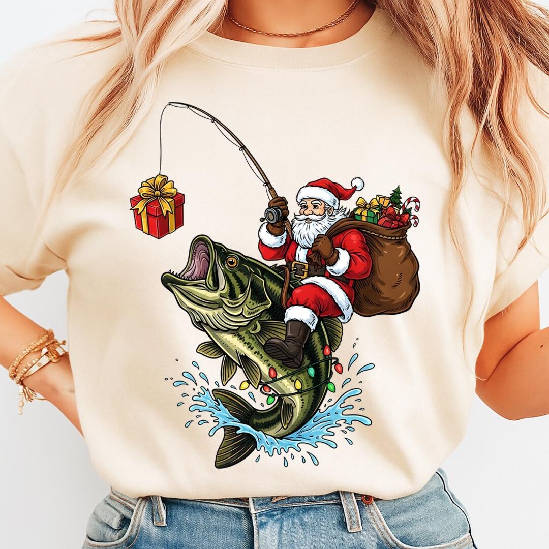 Christmas Fishing Png, Santa Fishing Png, Christmas Fisherman Gift ...