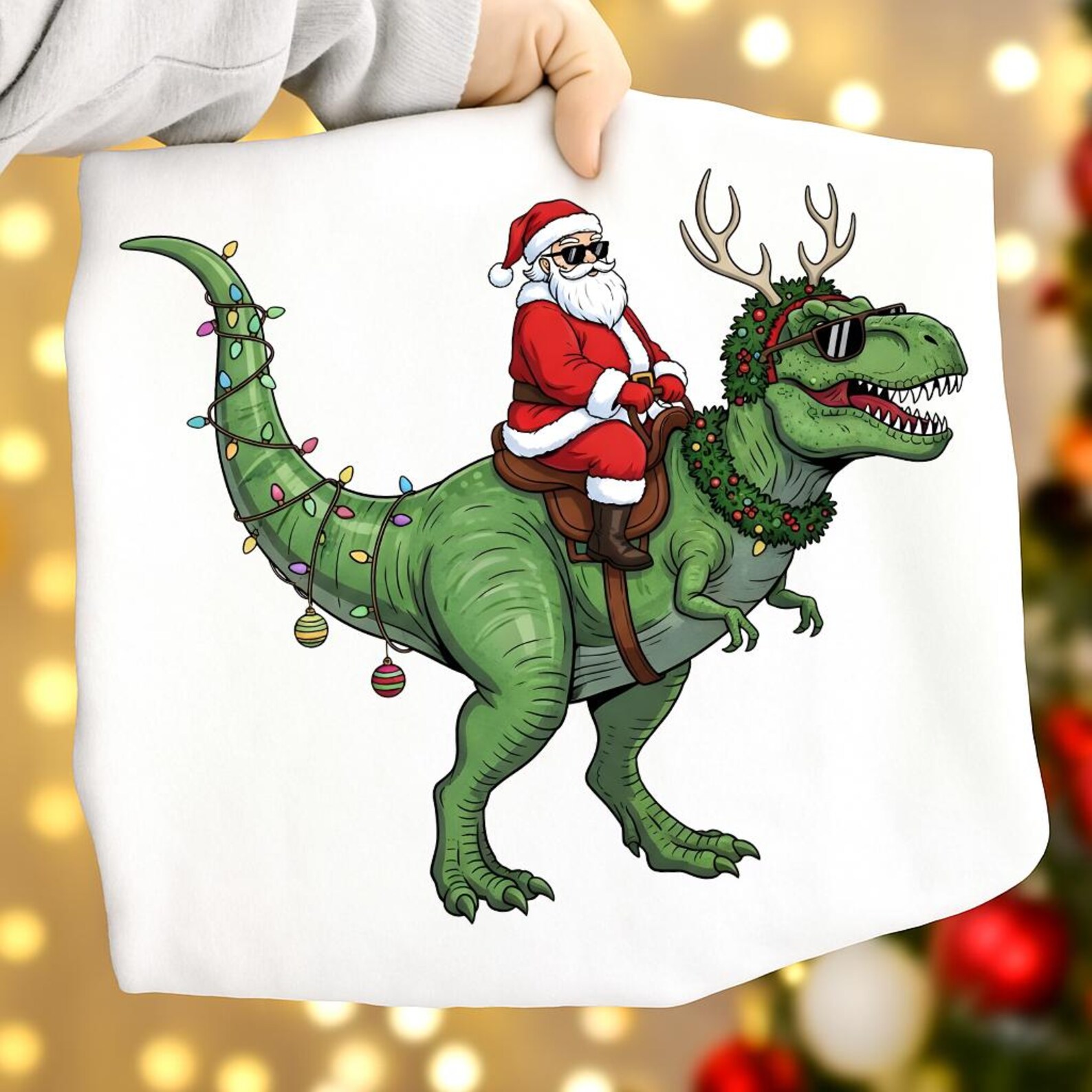 Santa Riding Dinosaur Png, Kids Christmas Dinosaur Png, Santa Dinosaur ...