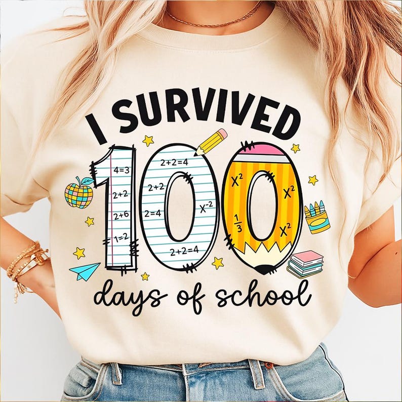 I Survived 100 Days of School Png, 100th Day of School Png, Teacher 100 ...