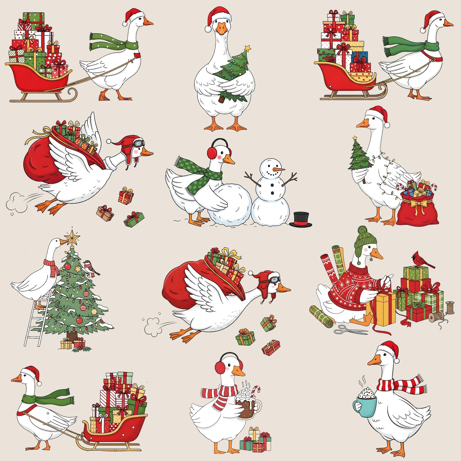 12 Christmas Goose Png, Christmas Goose Bundle Png, Just a Jolly Goose ...