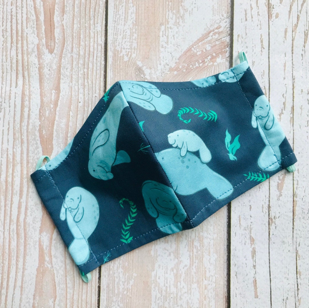 NEW Manatee Face Mask 100% Cotton Washable & Reusable 3 - Etsy